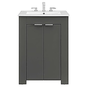 Modway Maybelle 24" Bathroom Vanity in Gray White