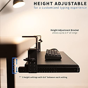 VIVO Large Height Adjustable Under Desk Keyboard Tray, C-clamp Mount System, 27 (33 Including Clamps) x 11 inch Slide-Out Platform Computer Drawer for Typing, Black, MOUNT-KB05HB