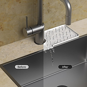 Silicone Faucet Splash Guard, Sink Protectors for Kitchen Sink, 17.71” x 5.9”, Sink Splash Guard Behind the Faucet, Keep Kitchen and Bathroom Sinks Dry,White