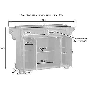 Crosley Furniture Alexandria Kitchen Island with Solid Grey Granite Top - White
