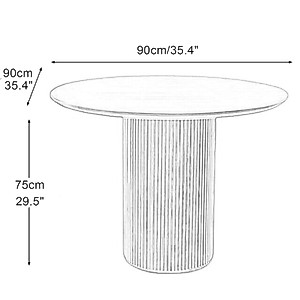 Topjia Pine Wood Round Dining Table,Simplicity Wooden Pedestal Base Kitchen Table,Leisure Coffee Table Restaurant Furniture Dining Room Table (35.4" L x 35.4" W x 29.5" H, Black)