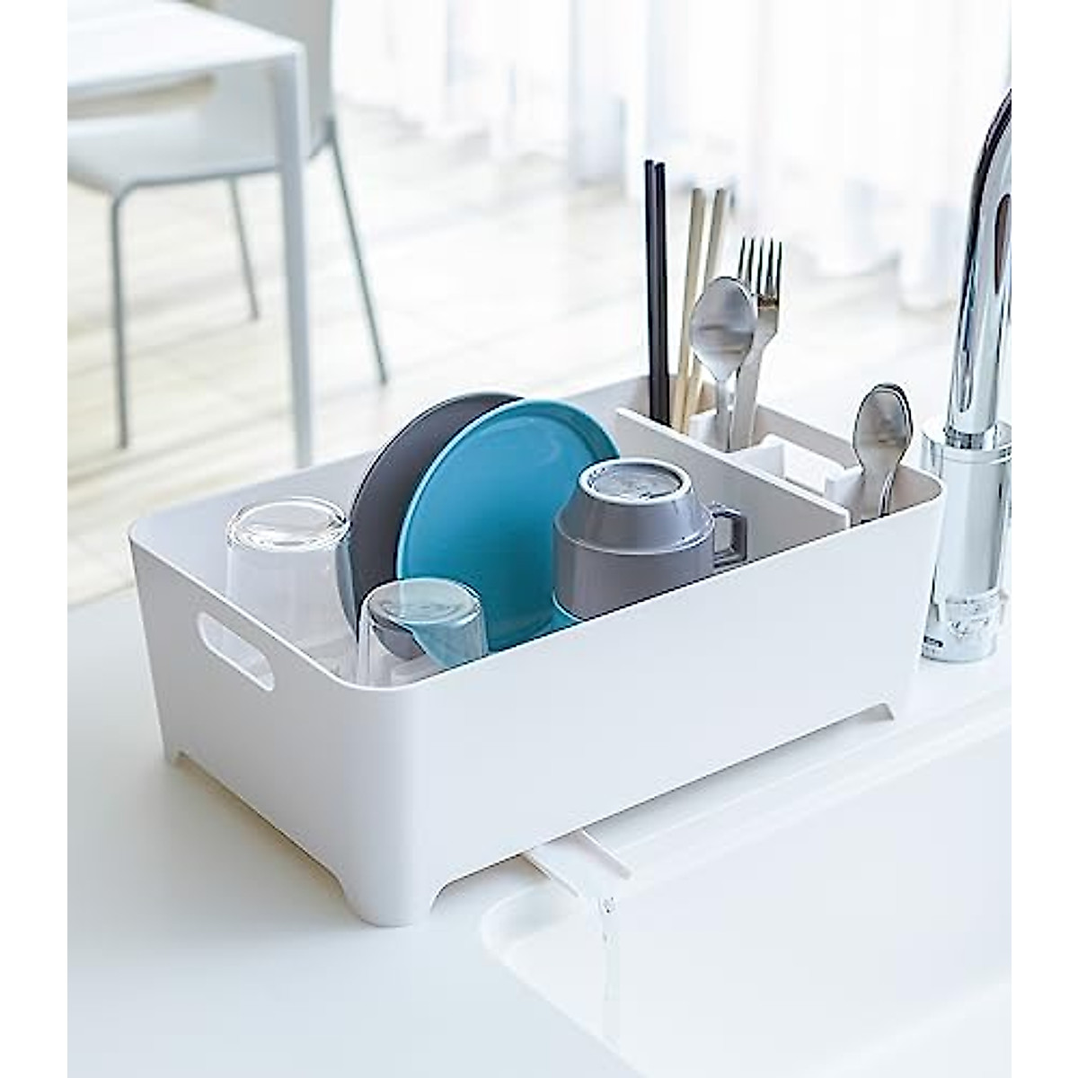 Yamazaki Home Drainer-Drying Kitchen Counters | Plastic | Dish Rack, One Size, White