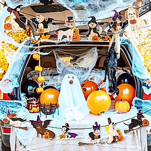 Halloween Party Decorations Halloween Banner Halloween Dog Garland Bunting Banner Cute Witch Hat Pumpkin Puppy Dog Hanging Banner for Halloween Birthday Holiday Party Wall Home Office Decor