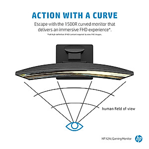 HP X24c Gaming Monitor | 1500R Curved Gaming Monitor in FHD Resolution with 144Hz Refresh Rate and AMD FreeSync Premium | (9EK40AA) Black