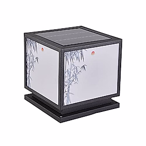 CZLZY Solar Simple Square LED Pillar Lamp Outdoor Post Light Fixtures Waterproof IP54 Courtyard Fence Base Column Light Villa Garden Decoration Landscape Light