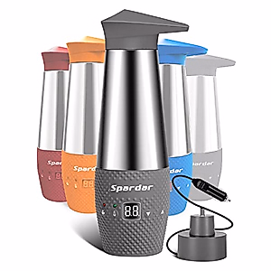 Spardar 12V Car Boiler Electric Travel Portable Kettle Fast Water Boiler Car Coffee Maker& Heater with LED Indicator Light for Water, Tea, Coffee and Milk