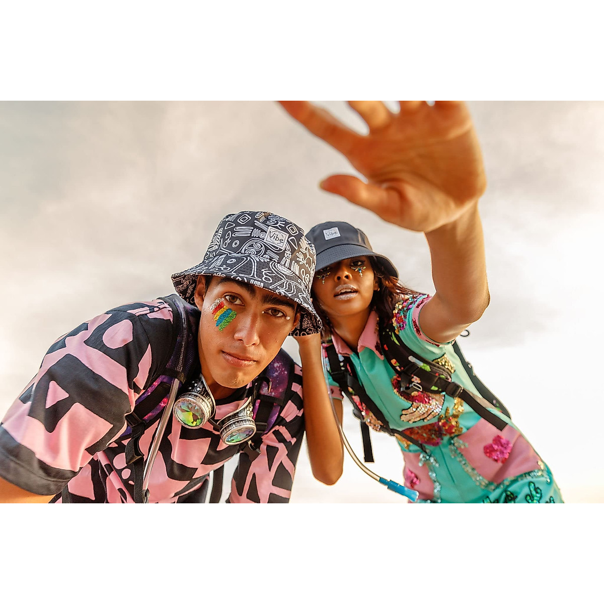 Vibe Festival Gear Bucket Hat Unisex for Men Women Fashion Fishing Hat Cute Fisherman Cap (BW Tribal-L-XL)