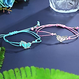 MJartoria BFF Necklace and Bracelets for 2-Butterfly Matching Set Best Friends Bracelets and Necklace for 2-Split Butterfly Necklace Gifts for Girls