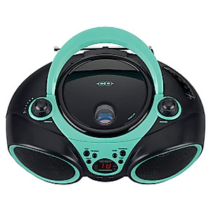 Jensen CD-490 Portable Sport Stereo CD Player Boombox with AM/FM Radio, Aux Line-in & Headphone Jack (Limited Edition Colors) (Aqua Teal)