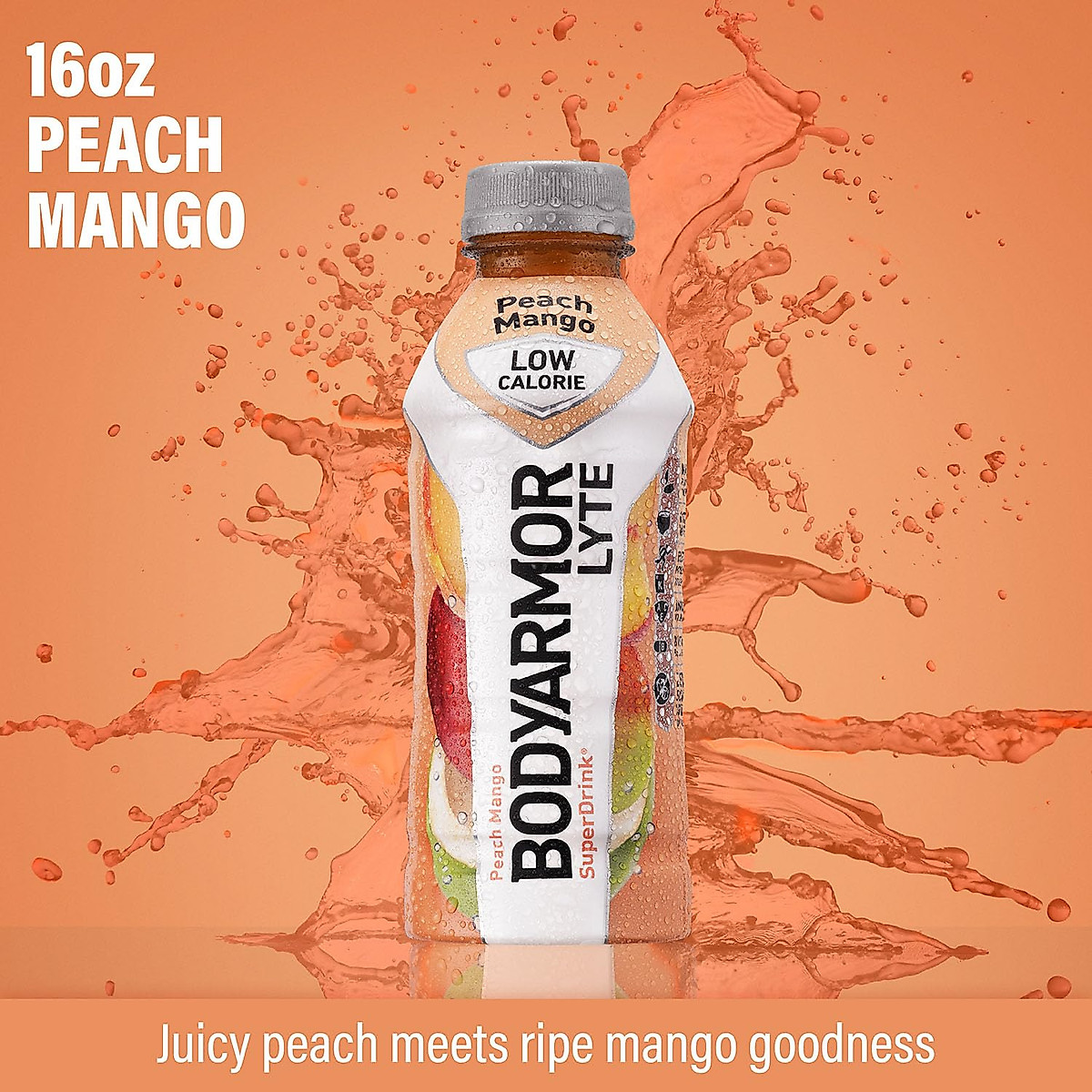 BODYARMOR LYTE Sports Drink Low-Calorie Sports Beverage, Peach Mango, Coconut Water Hydration, Natural Flavors With Vitamins, Potassium-Packed Electrolytes, Perfect For Athletes, 16 Fl Oz (Pack of 12)
