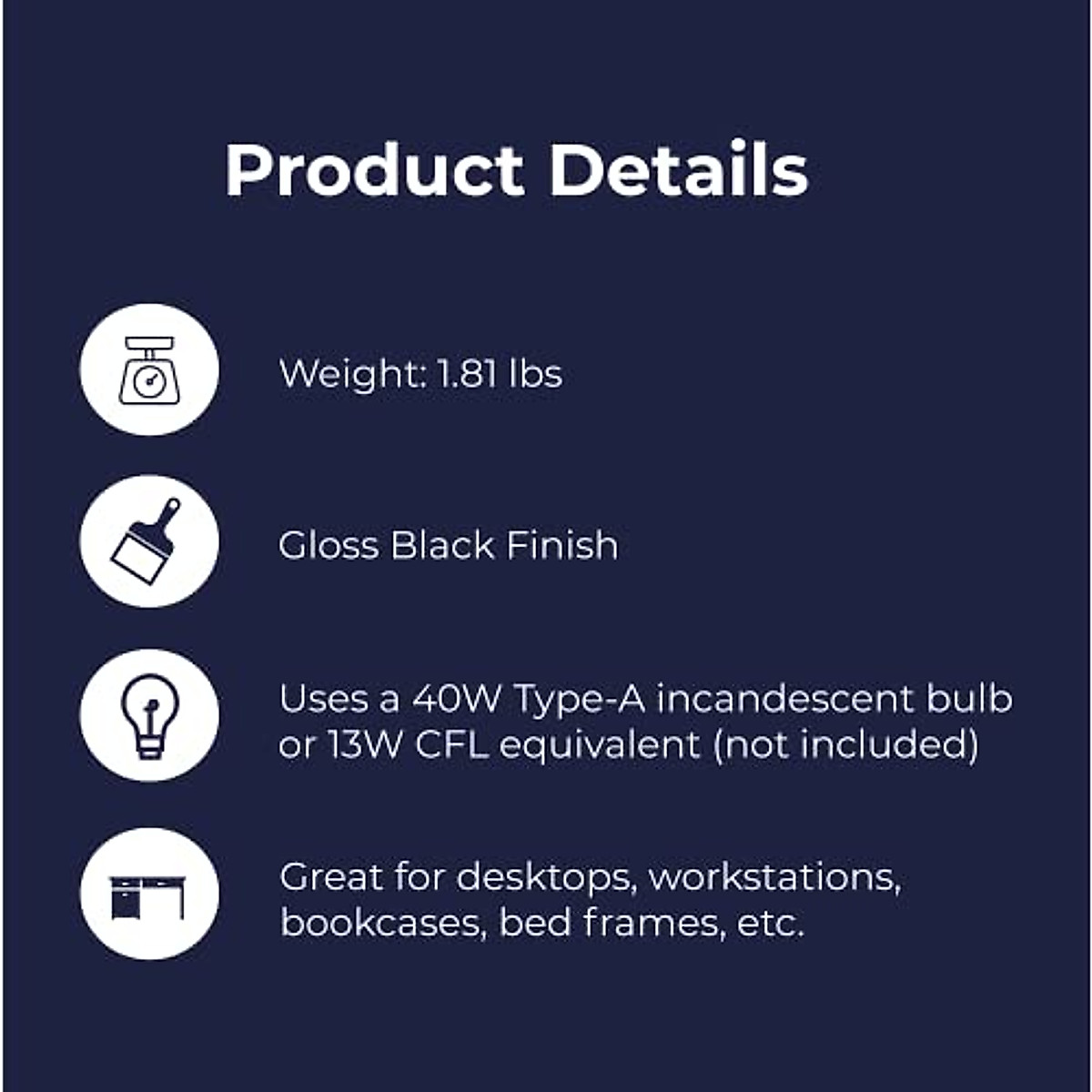 V- Light Black Adjustable Desk Lamp with Heavy Duty Clamp Clip, Flexible Gooseneck Lamp, Bed Light, Reading Lamp, or Study Light 14 inches