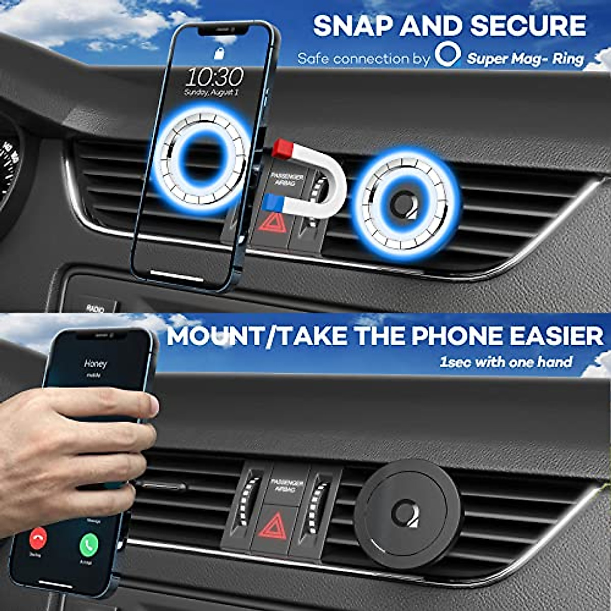 Quarble Air Vent Car Mount Holder Compatible with iPhone 14 13 12/Pro/Pro Max/Mini and Magsafe Case 360° Adjustable No Metal Plate Needed 2021 All New