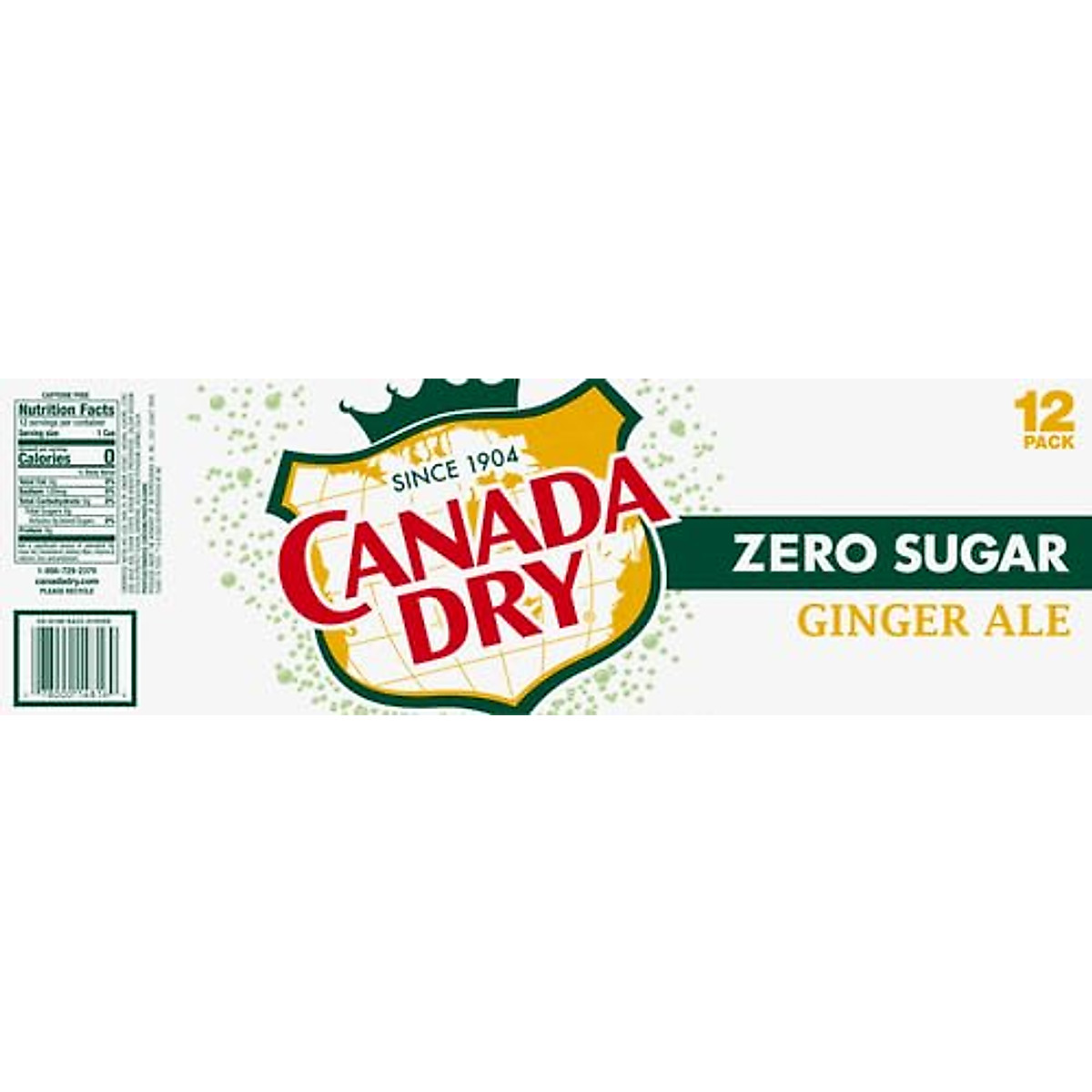 Canada Dry Zero Sugar Ginger Ale Soda, 12 fl oz cans (Pack of 12)
