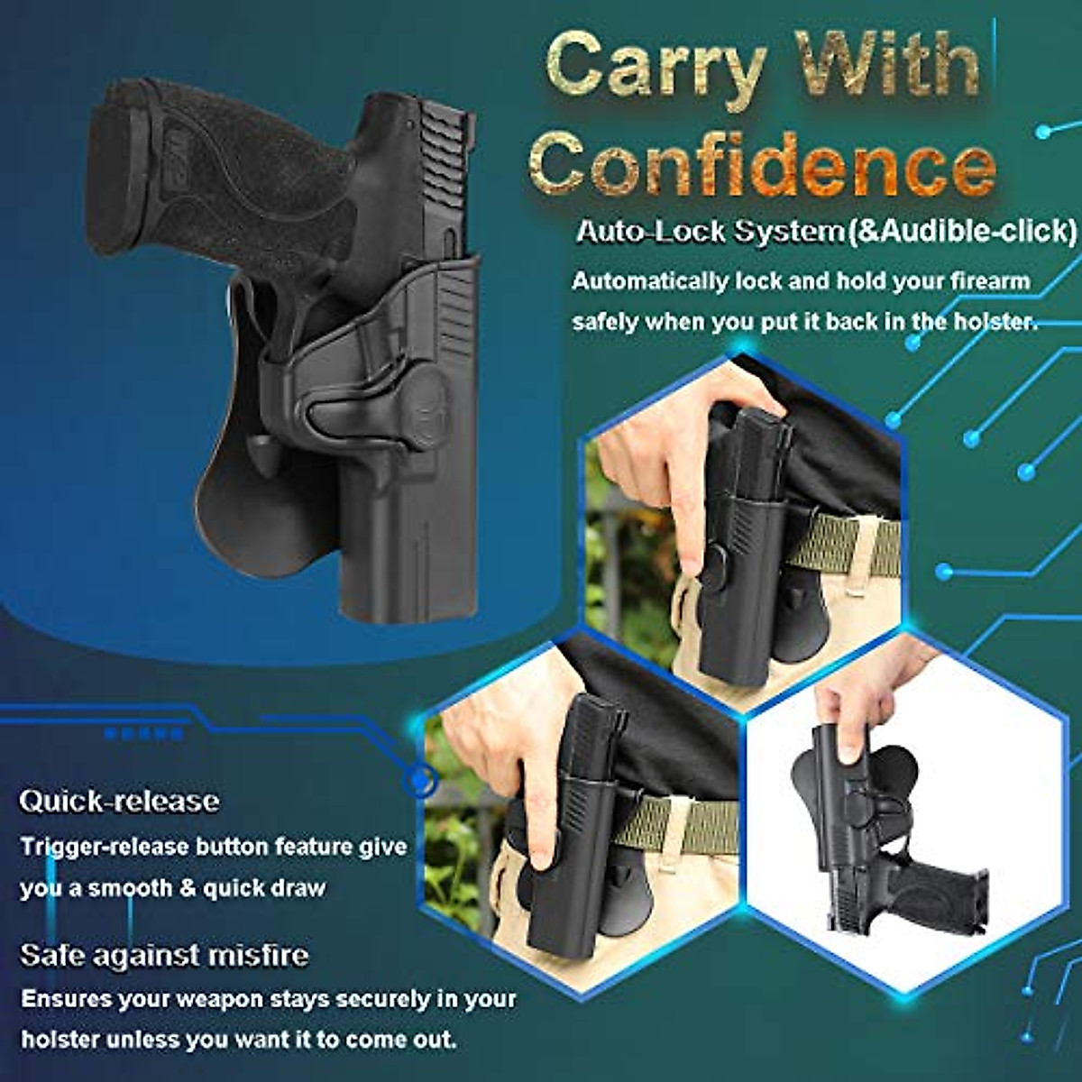 OWB M P 2.0 9mm Holster Compatible for S&W M&P 2.0 9mm/40, S&W SD40VE, S&W SD9VE, Smith & Wesson M&P 9mm(Not Shield), Adjustable Paddle Gun Holster,Quick Release - Right Handed