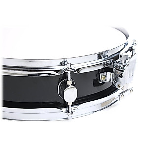 Piccolo Snare Drum 13" x 3.5" by GRIFFIN | 100% Poplar Wood Shell with Black PVC & White Coated Drum Head | Drummers Acoustic Marching Kit Percussion Instrument with Snare Strainer Throw Off Set