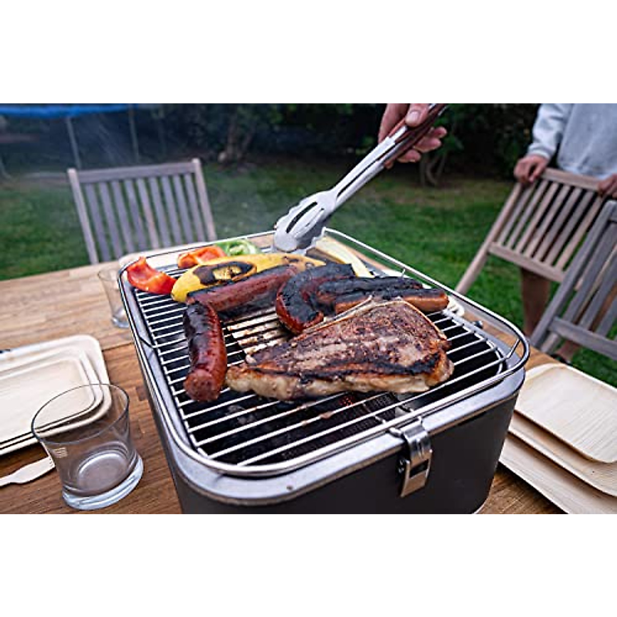 BBQ Dragon Zephyr Portable Grill - BBQ Grill with Built-in Adjustable Speed Fan - Table Top Mini Grill with Stainless Steel Inner Liner - Portable Charcoal Grill for Camping, Beach or Outdoor Picnic