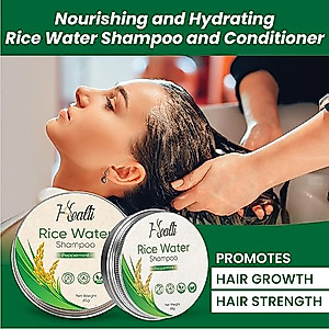 Healti Rice Water Shampoo and Conditioner - Rice Water for Hair Growth Moisturizing, Dry Damaged Hair, Vegan, pH Balance | Thickening Formula for Hair Loss Treatment