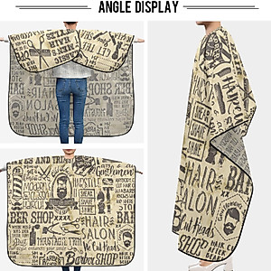 visesunny Vintage Hairdressing Pattern Barber Cape Anti-Static Hair Cutting Cape with Snap Closure Professional Salon Polyester Beard Shaving Bib Water-Resistant Hairdressing Cape Adjus