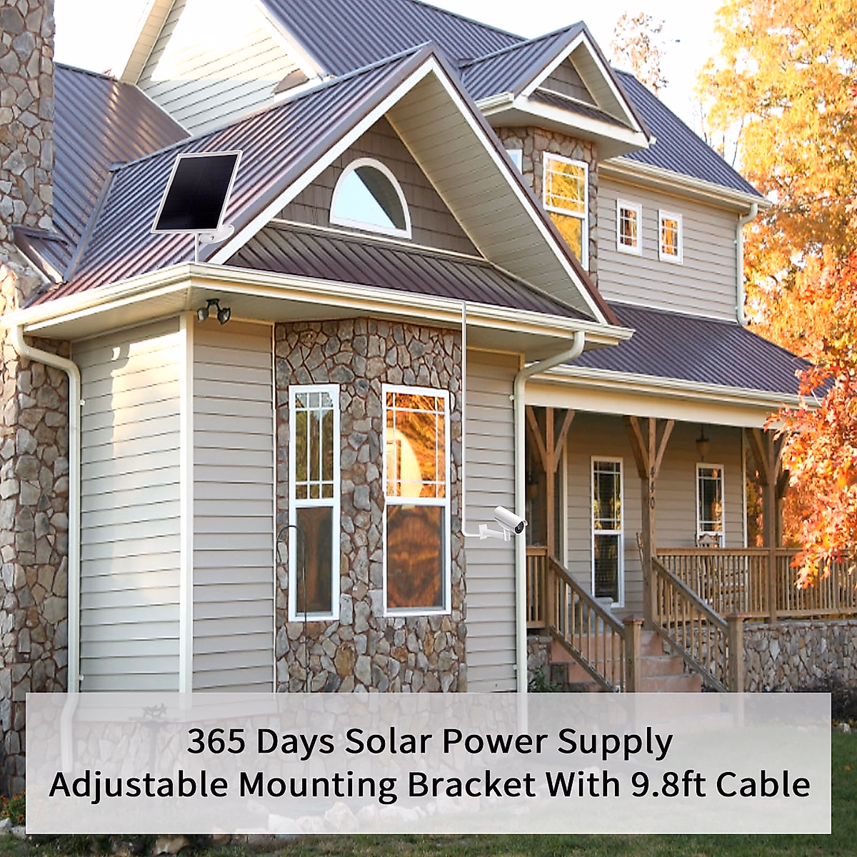 Solar Panel Charger, Solar Panel for Security Camera,6W USB Solar Panel with Micro USB & USB-C Port, IP66 Waterproof Camera Solar Panel with 360°Adjustable Mounting