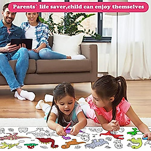 Mity rain Childrens Drawing Roll, Sticky Drawing Roll Paper, 118*11.8 Inches Large Coloring Roll for Kids Ages 4-8 , DIY Painting, Drawing & Art Supplies (Dinosaur Patern)