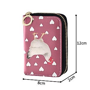 Slim Minimalist Soft Leather Mini Case Holder Organizer Wallet for Women Men Graceful Walking Chicken
