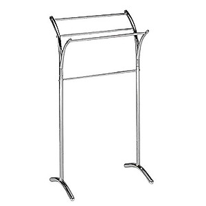 Pilaster Designs Plymouth Transitional Metal 3 Tier Freestanding Bathroom Towel Rack Organizer in Chrome Finish