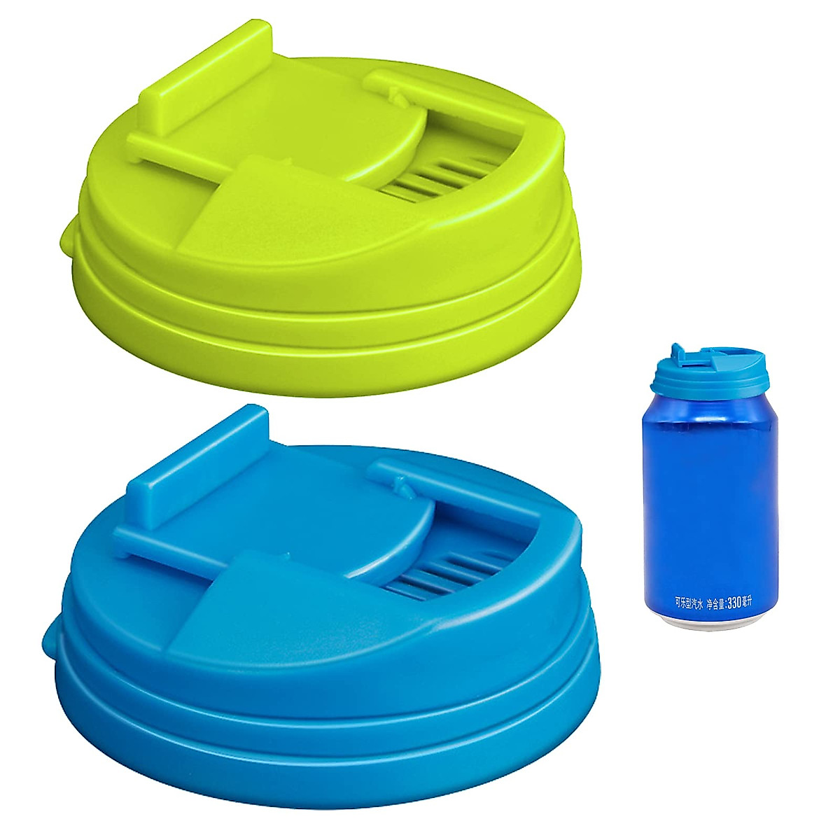 Hetenoyo 4 Pack Soda Can Covers Beer Beverage Can Covers Reusable Leakproof Drink Can Lids Protector for Beer, Juice & Soft Drink Beverage (Blue & Yellow), GZ-4P