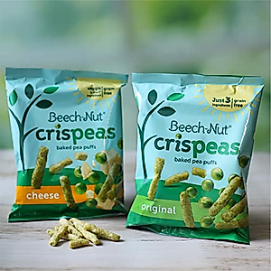 Beech-Nut Toddler Snacks, Original Crispeas Baked Pea Puffs, 1.4 oz Bag (7 Pack)