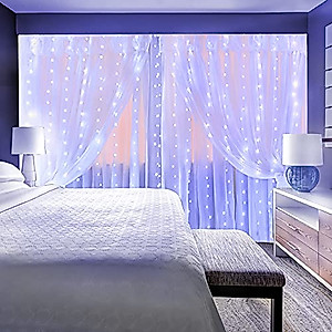 SVNOOC 300LED Fairy Curtain Lights USB Plug in 8 Modes Window Wall String Hanging Lights with Remote for Bedroom, Indoor, Outdoor, Weddings, Christmas, Party Decorations (Fairy White Cold)