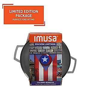 IMUSA USA LIMITED EDITION Puerto Rico"Boricua" themed Caldero 3.7Qt with Glass Lid & Unique Knob,Silver,GAU-80139