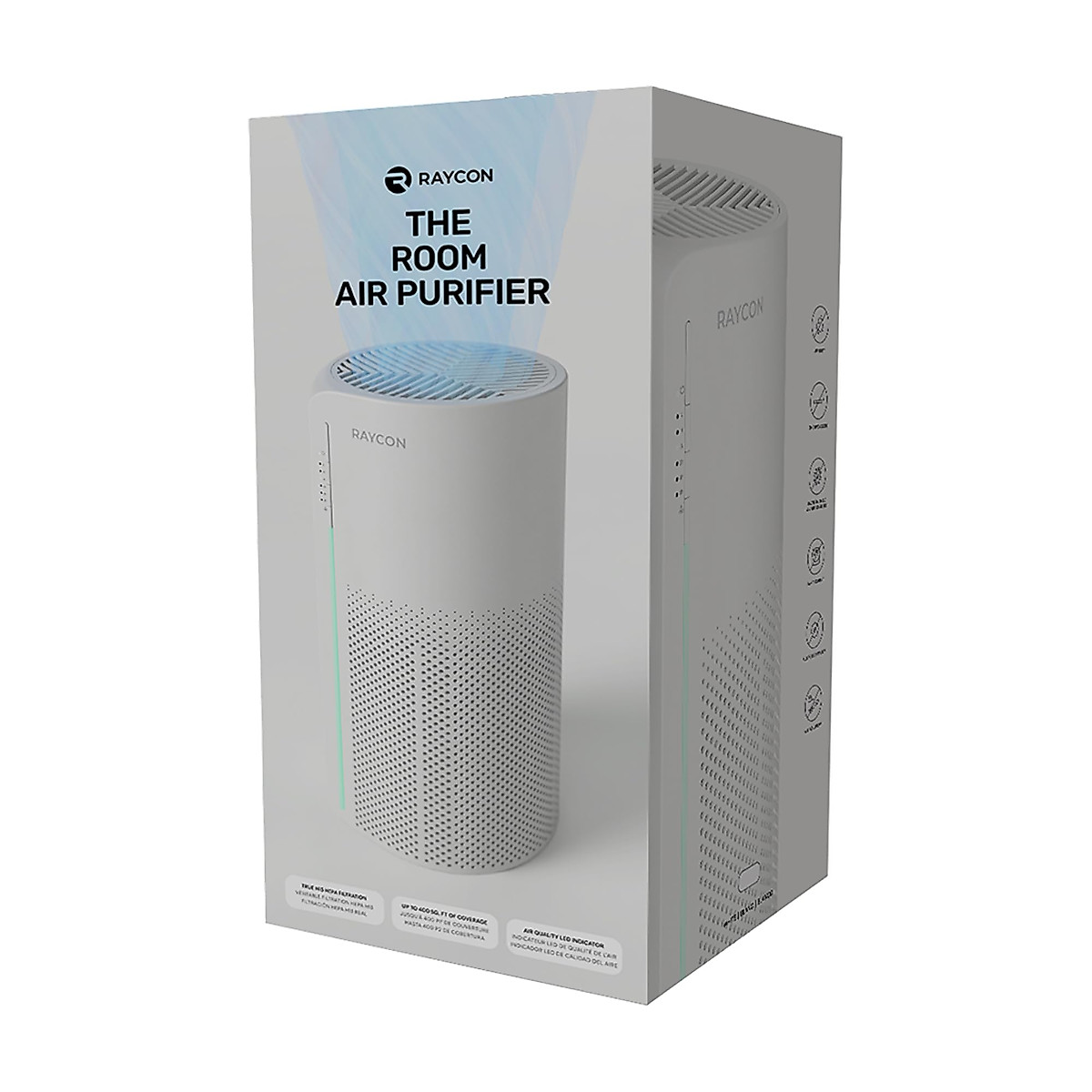 Raycon Room Air Purifier, H13 Replaceable HEPA Filter, Air Quality LED Indicator, Adjustable Fan Speeds, Home Essentials (White)