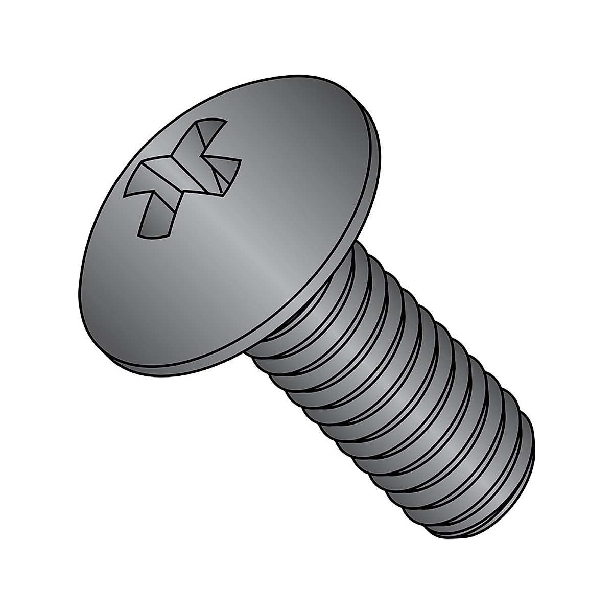 Small Parts 1124MPTB Steel Truss Head Machine Screw, Black Oxide Finish, Meets ASME B18.6.3, #2 Phillips, #10-32 Thread Size, 1-1/2" Length, Fully Threaded, Imported (Pack of 50)