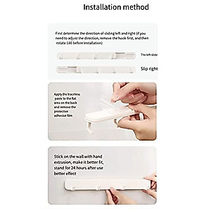 Oraony Ugrade Adhesive Kitchen Utensil Sliding Rack, Wall Mounted Rack Hook Hanger Saving Space No Drilling for Kitchen Refrigerator Door Washer Microwave Bathroom Bedroom (2Pcs)