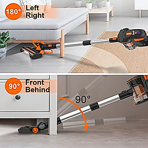 INSE Cordless Vacuum Cleaner, 6-in-1Lightweight Stick Vacuum Up to 45min Runtime, Vacuum Cleaner with 2200mAh Rechargeable Battery, Powerful Cordless Stick Vacuum for Hardwood Floor Pet Hair Home Car