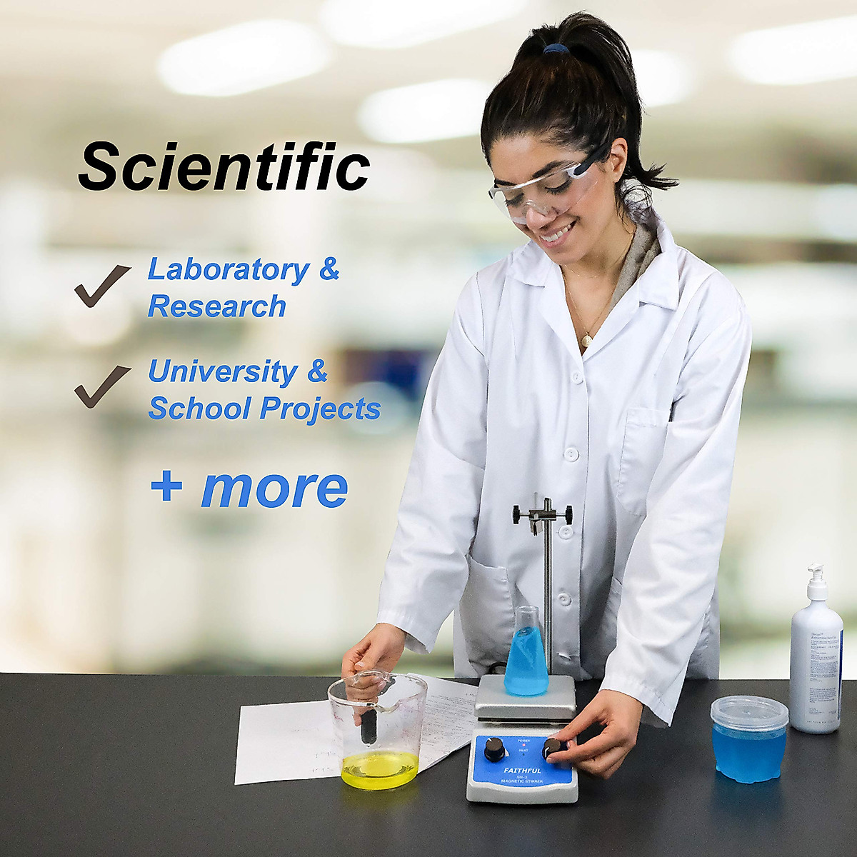 FAITHFUL SH-2 Hot Plate Magnetic Stirrer with Dual Control and 1 Inch Stir Bar C3 - 110V