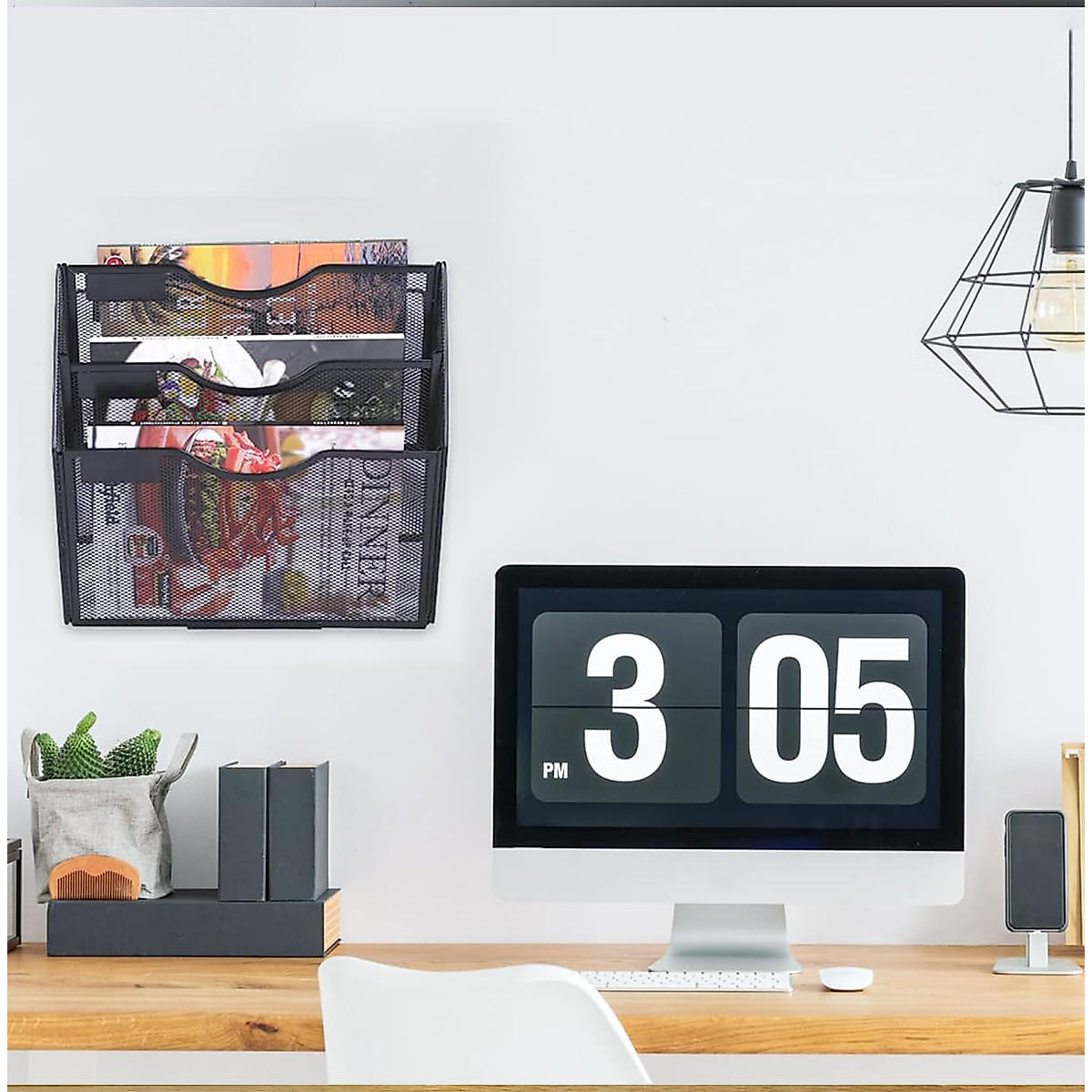 superbpag Hanging Wall File Organizer 3 Pocket, Wall Mounted Mail Document Holder Paper Storage Rack, Wall Organization for Office Home Classroom, Black