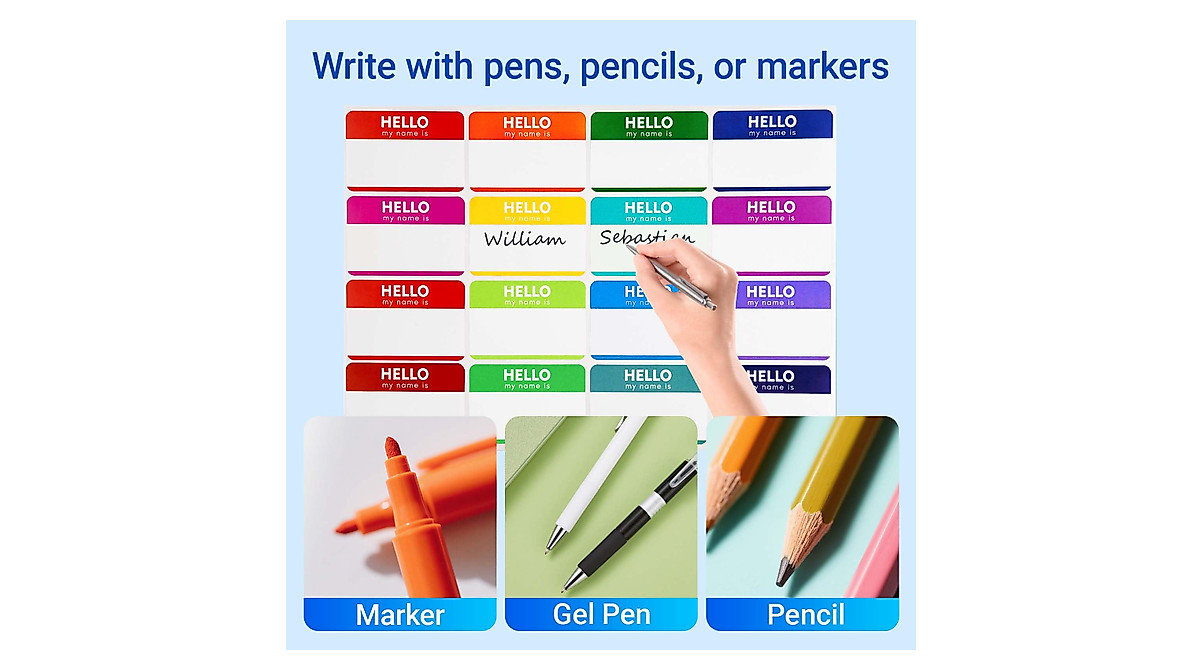 Colorful Name Badge Stickers | Easy Peel & Stick for Events & More