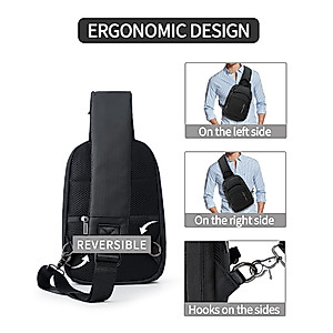 VGOCO Black Sling Bag for Men,Mens Crossbody Bag Hiking Sling Backpack Small Waterproof Anti Theft Shoulder Bag for Women One Strap Backpack Tactical Chest Bag Travel Casual Daypack