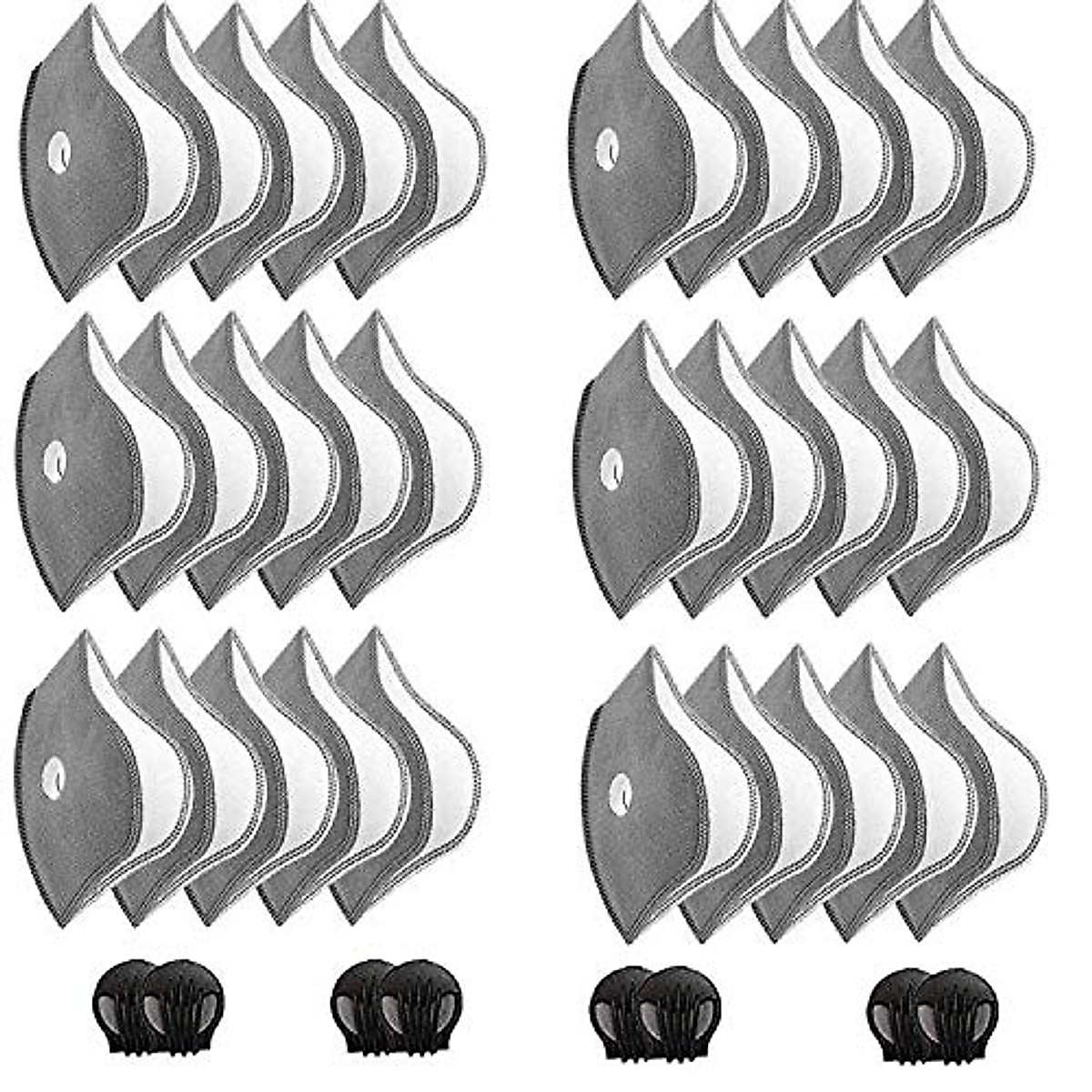 30 Pcs Activated Carbon Face Filters Anti Dust Replacements Parts for Most Sport Bicycle Cycling Mask Filters with 8 Exhaust Breathing Valves Replacement