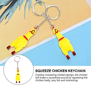 3 Pack Screaming Chicken Keychain, Mini Rubber Squeeze Screaming Chicken Toy Pendant Keychain for Bags Keys