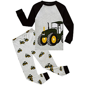 Boys Pajamas Long Sleeve 100% Cotton Toddler Car Pjs Kids Clothes Pants Set 7T Gray