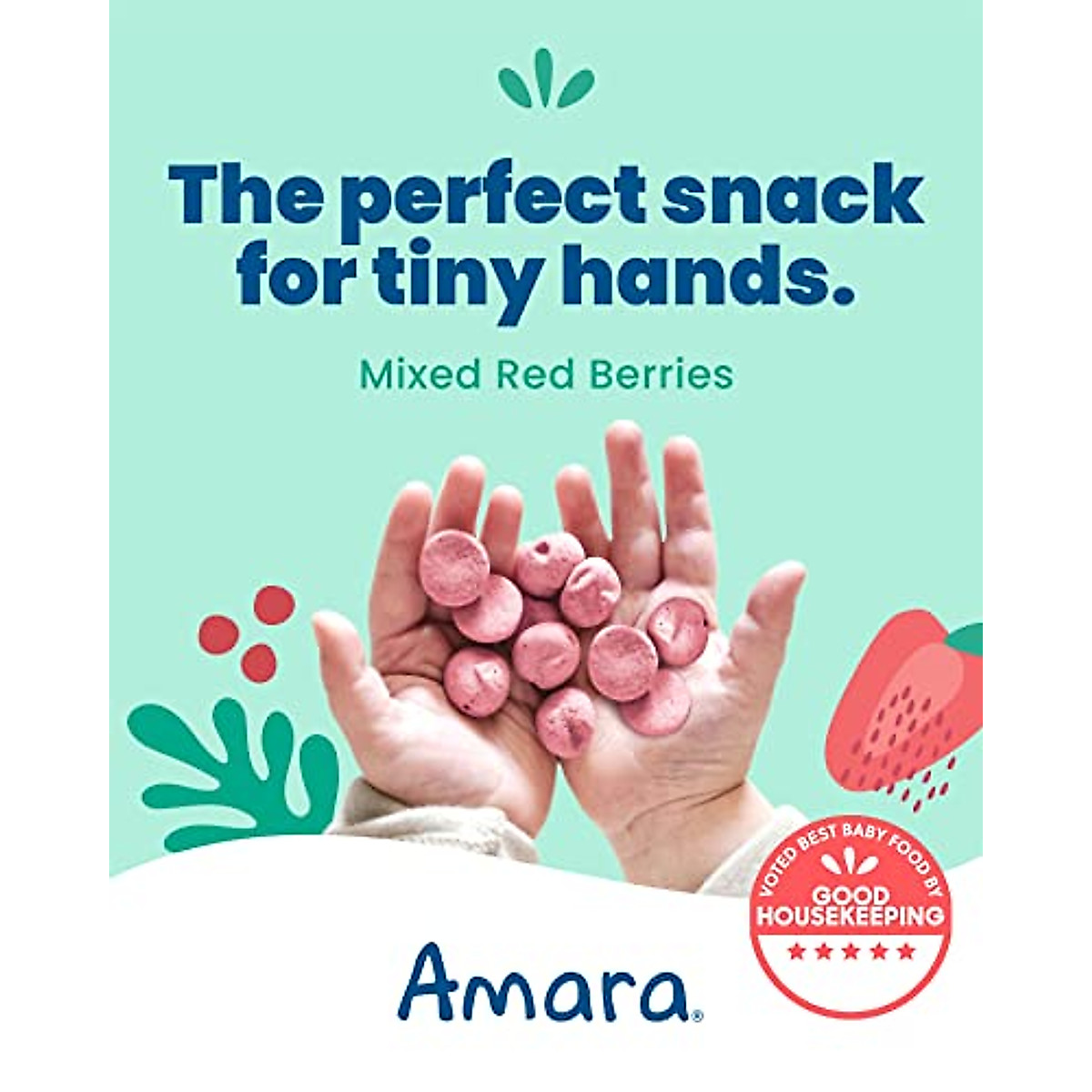 Amara Smoothie Melts - Mixed Red Berries - Baby Snacks Made With Fruits and Vegetables - Healthy Toddler Snacks For Your Kids Lunch Box - Organic Plant Based Yogurt Melts - 6 Resealable Bags