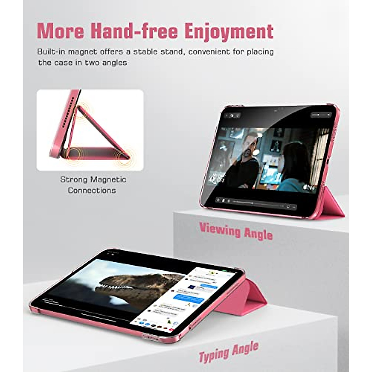 TiMOVO Case for iPad 10th Generation Case 2022,Slim Stand Cover for iPad 10th Gen 10.9 inch,Support Touch ID,Auto Wake/Sleep Smart Shell with Translucent Back, fit iPad 10 Case, Watermelon Red