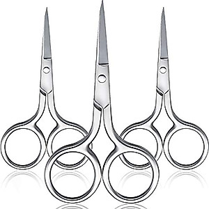 3 Pack Small Nose Scissors Facial Hair Scissors Mini Beauty Scissors Stainless Steel Trimming Pointed Scissor for Grooming Eyebrows, Nose, Mustache, Beard