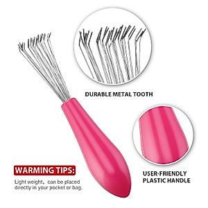 2 Pieces Hair Brush Cleaning Tool Comb Cleaner Brush Mini Hair Brush Remover for Removing Hair Dust Home and Salon Use (Plastic Handle Rake, Pink and Black)