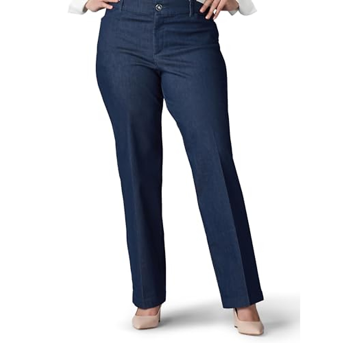 Lee Women's Plus Size Ultra Lux Comfort with Flex Motion Trouser Pant Indigo Rinse 16W Medium, 16