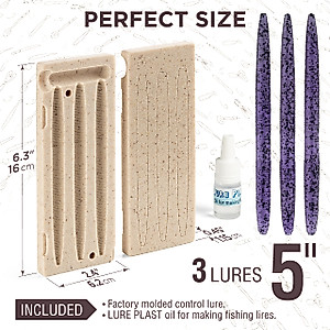 Smedioks Premium Soft Plastiс Mold Lure Making Injection Molds Fishing Lures 3 Cavity Yama Senko 5''