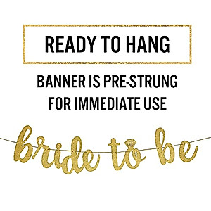 CC Party Co. Bride to Be Gold Glitter Banner with Diamond Ring Detail | bachelorette party | bridal shower | engagement party | wedding shower | hen party | decorative sign