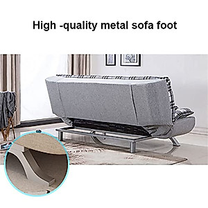 JHKZUDG 2 Seater Settee Sofa Bed,Modern Linen Upholstered Sofa Living Room Chair Couch with Metal Legs, 3 Angles Adjustable Back,for Living Room, Office, Room,Dark Gray,150 × 85 × 90cm