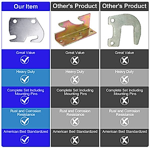 PAGOW 2Pcs #10 Hook Plates, Universal Bed Rail Hook Plates Frame Bracket Headboard Footboard with Pin Replacement Wooden Bed Parts or New Bed Constructions